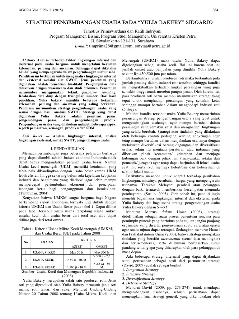 Strategi SWOT Yulia Bakery | PDF