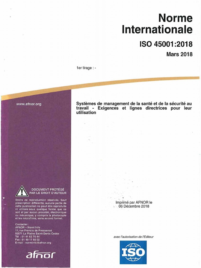 Référentiel ISO 45 001 | PDF