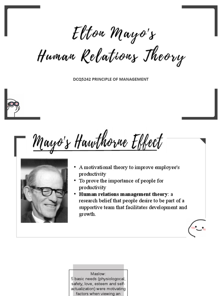 Principle of Management Elton Mayo | PDF | Motivation | Motivational