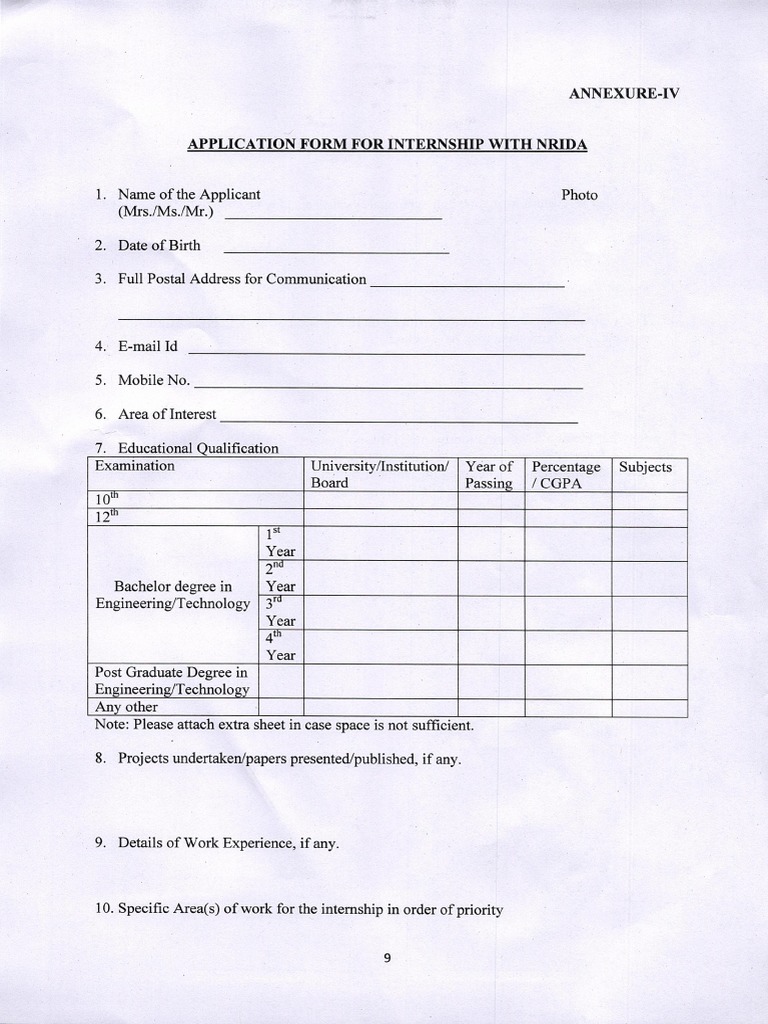 Internship Form | PDF