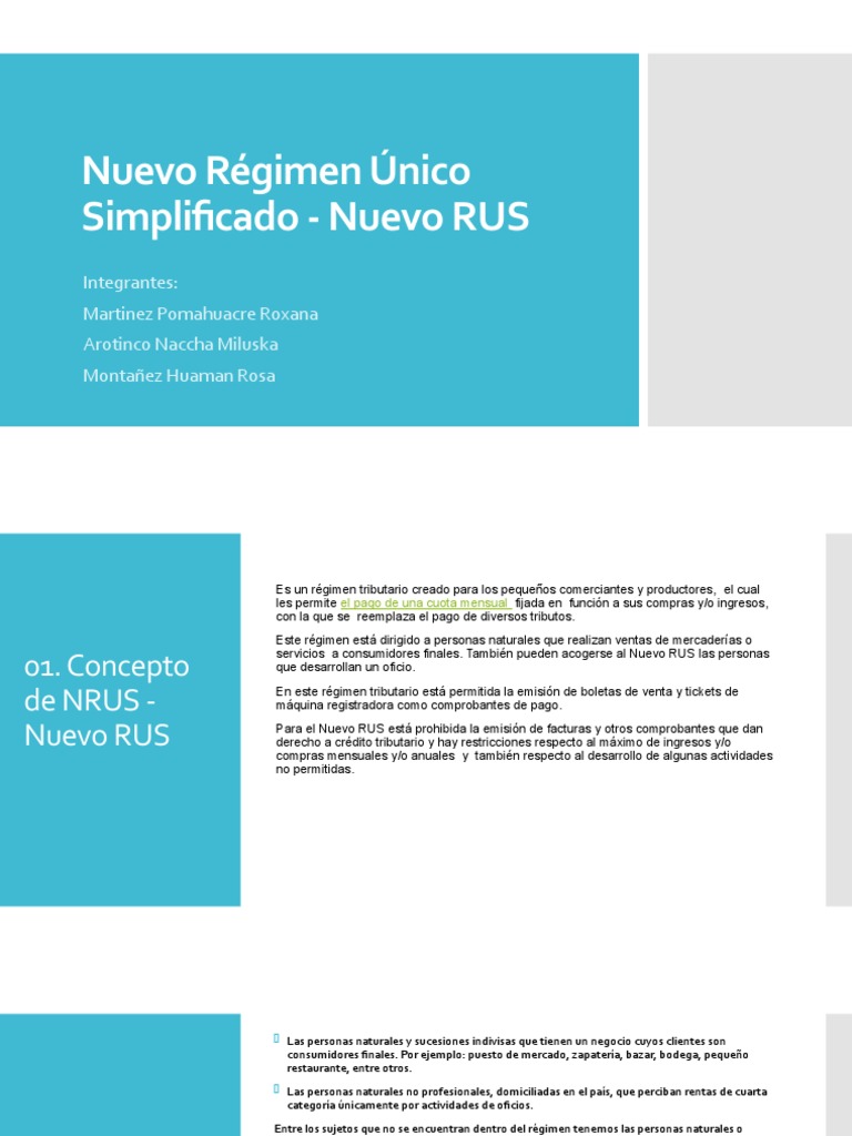 Nuevo Régimen Único Simplificado - Nuevo RUS | PDF | Tarjeta de crédito ...
