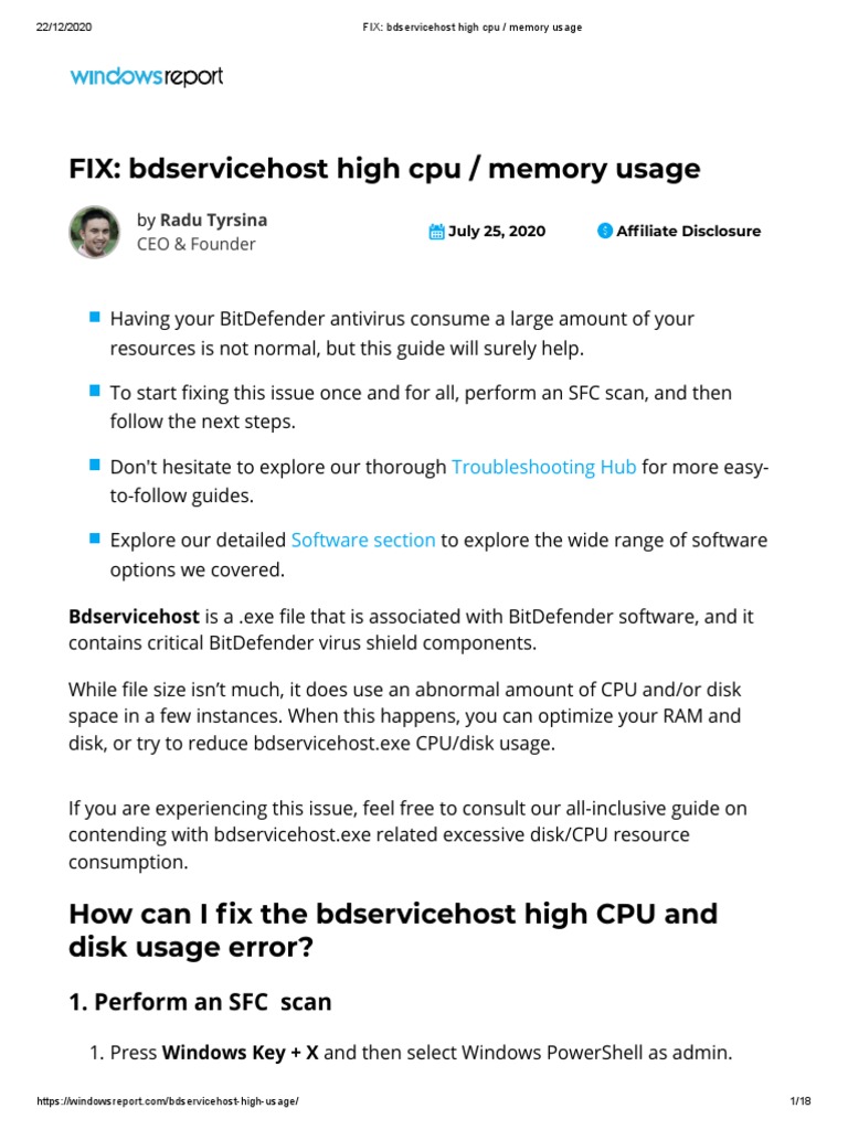 FIX - Bdservicehost High Cpu - Memory Usage | PDF | Booting | Computer Data Storage