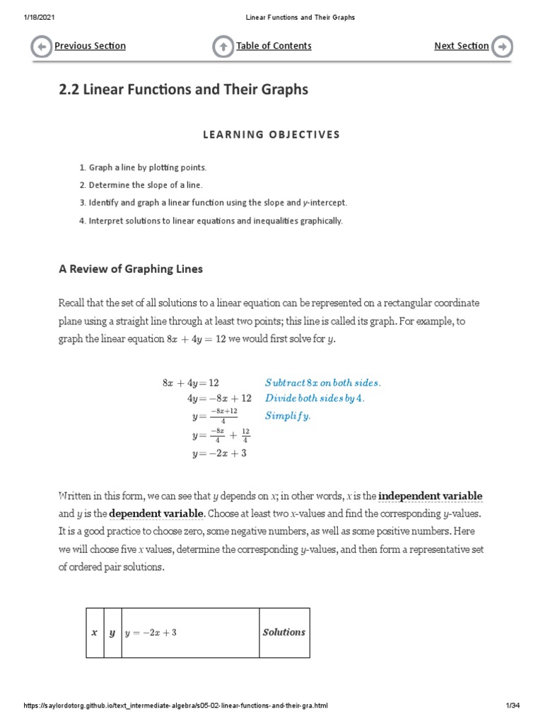 Linear Functions and Their Graphs | PDF | Slope | Function (Mathematics)
