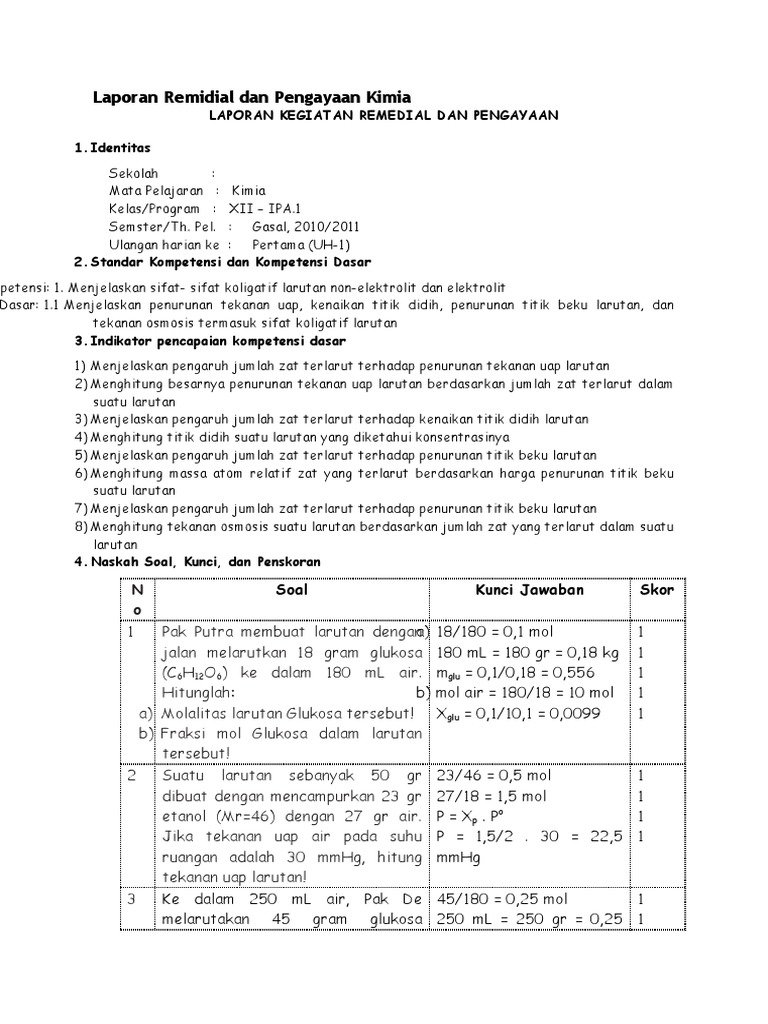 Laporan Remedial Dan Pengayaan SMP PGRI 2 | PDF