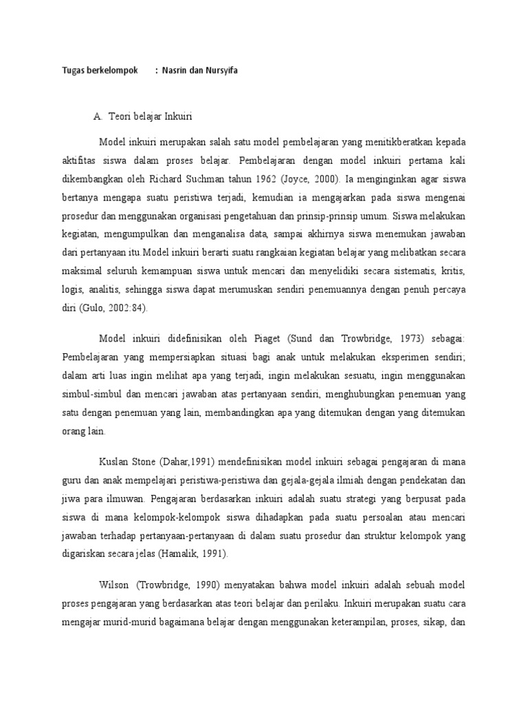 Pembelajaran Inkuiri | PDF