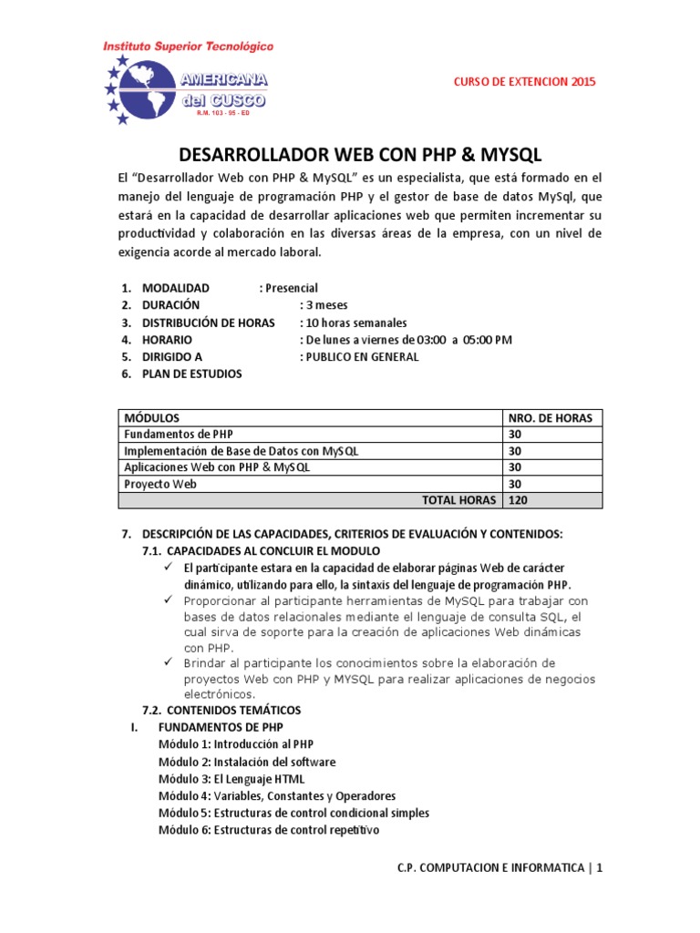 Desarrollo Web Con PHP & MySQL | PDF | Mi sql | Php