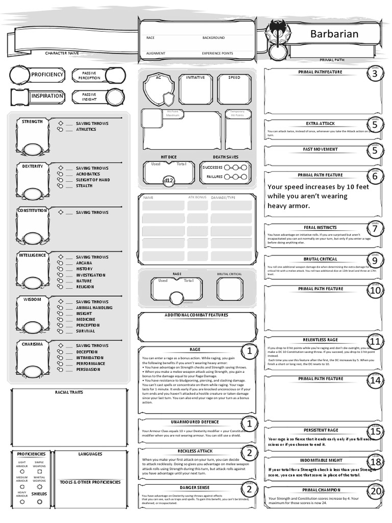 456029-Character Sheet Barbarian Editable | PDF | Tabletop Games ...