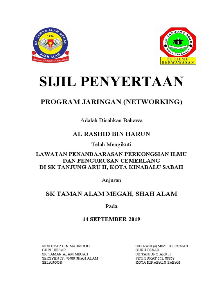 Format Sijil SABAH Individu | PDF