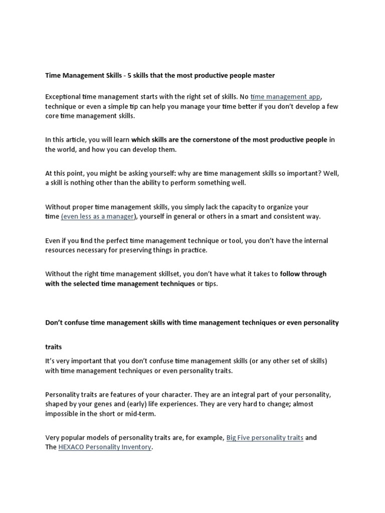 Time Management Skills | Download Free PDF | Time Management ...