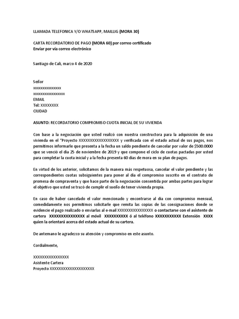 Modelos de Carta de Mora en Una Constructora | PDF | Derecho