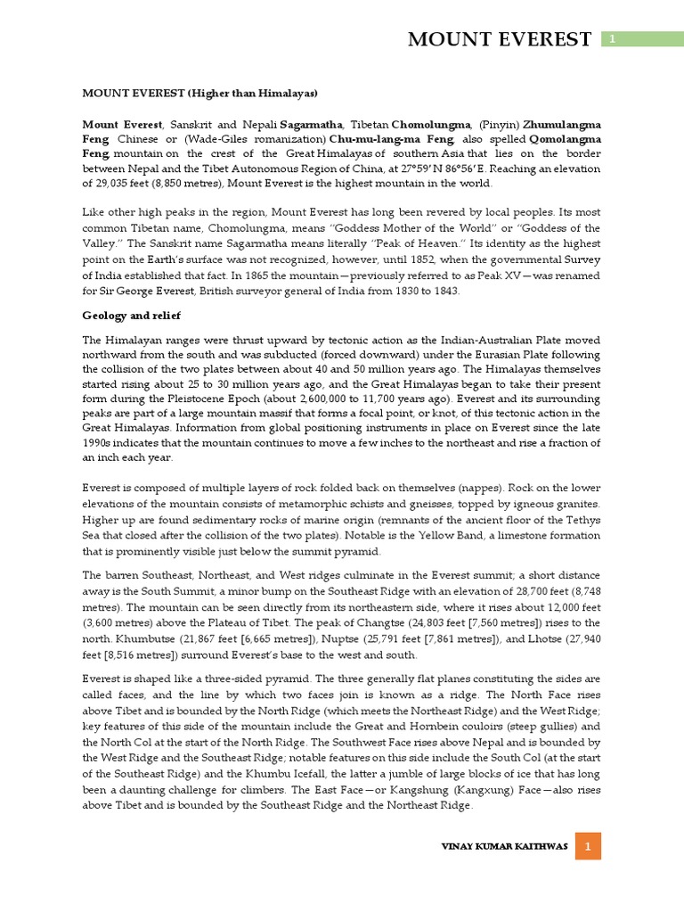 Mount Everest | PDF | Mount Everest | Mountaineering