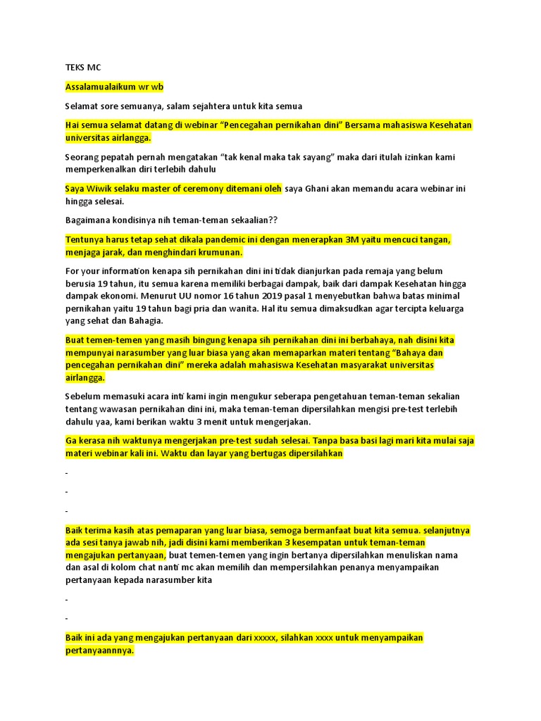 Teks MC | PDF | Karier & Perkembangan | Ilmu Sosial