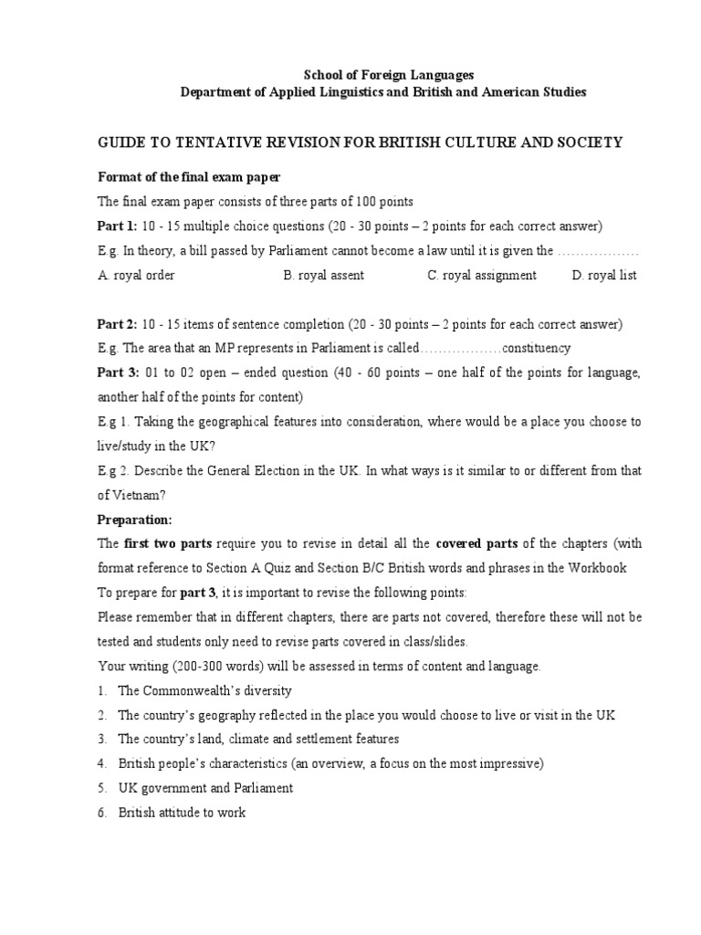 Guide To Revision 20202021 | PDF | Foreign Language Studies | Art