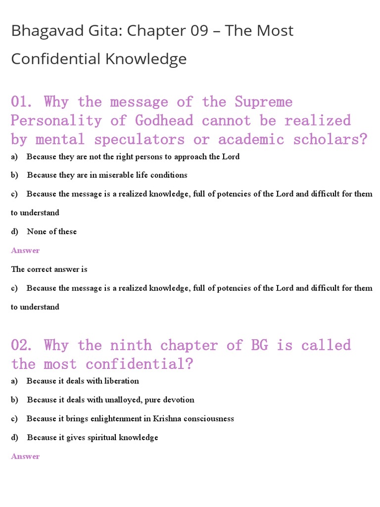 Bhagavad Gita Chapter 9 | PDF | Deities | Bhagavad Gita