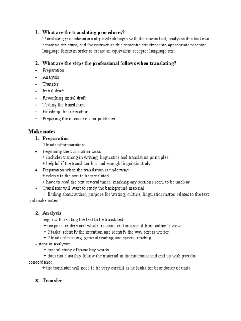 Steps in Professional Translation Process | PDF | Translations | Semantics