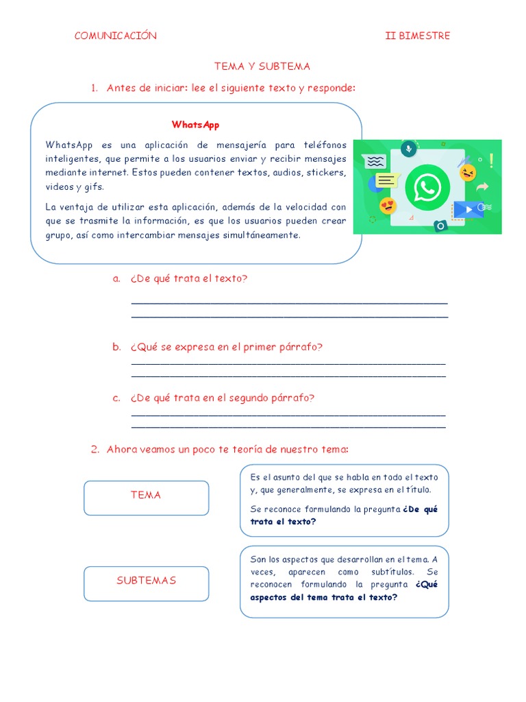 Tema y Subtema - Ii Bimestre - 4to Grado | PDF | Correo | Comunicación