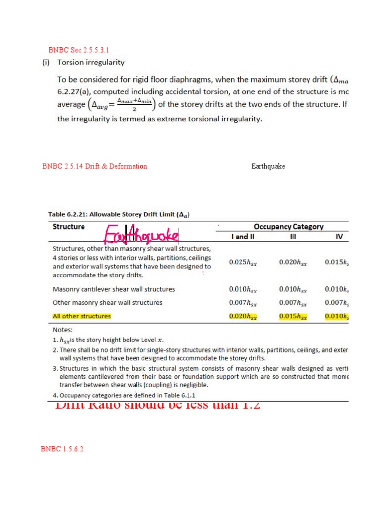 Torsional Irregularity Check (Swey+Drift+Drift - Ratio) | PDF | Mechanical Engineering | Applied ...