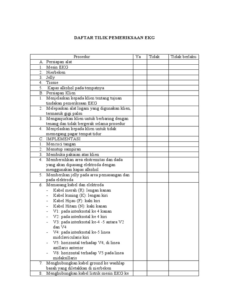 (Susanti) Daftar Tilik Pemeriksaan EKG | PDF | Sains & Matematika
