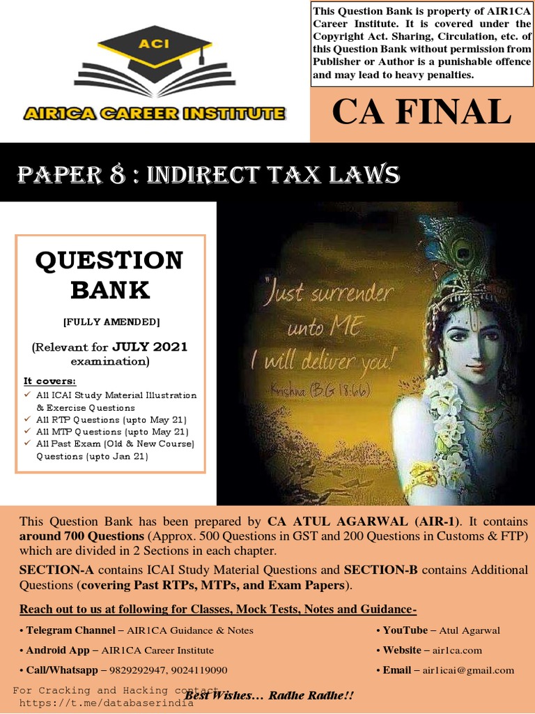 Atul Agarwal IDT Question Bank | PDF | Value Added Tax | Excise