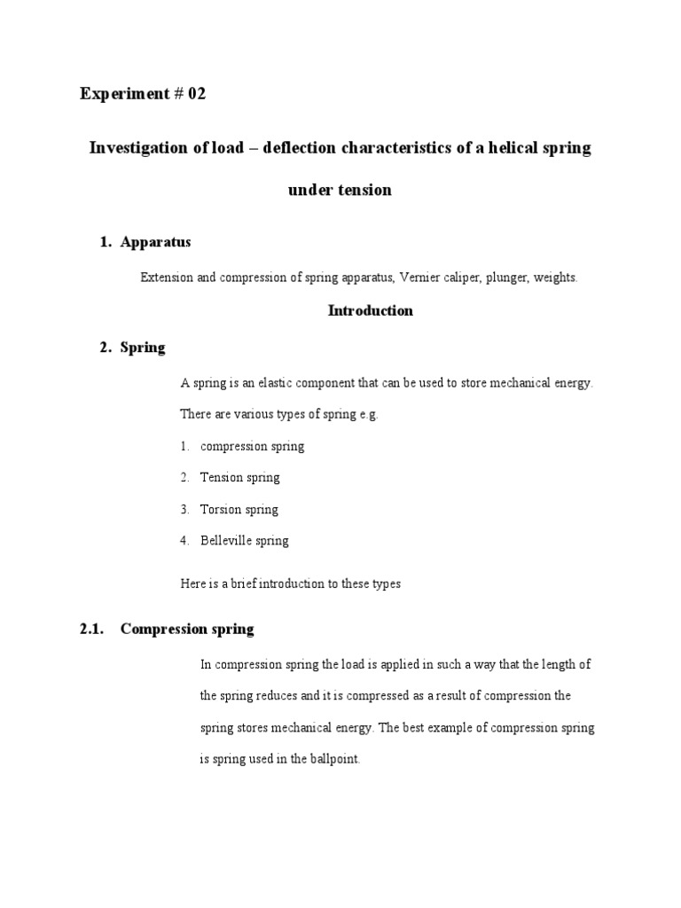 Thursday 02 Investigation of Load - Deflection Characteristics of A ...
