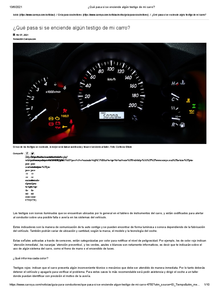 Guía de Testigos del Tablero del Auto | PDF | Coche | Chevrolet