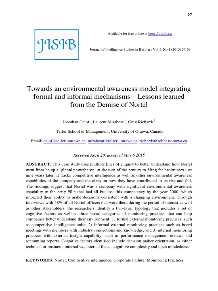 Towards An Environmental Awareness Model Integrating Formal and ...