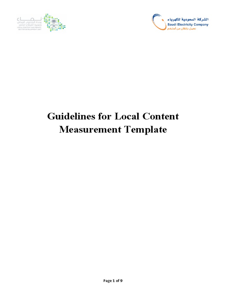Guidelines For Local Content Measurement Template | PDF | Depreciation ...