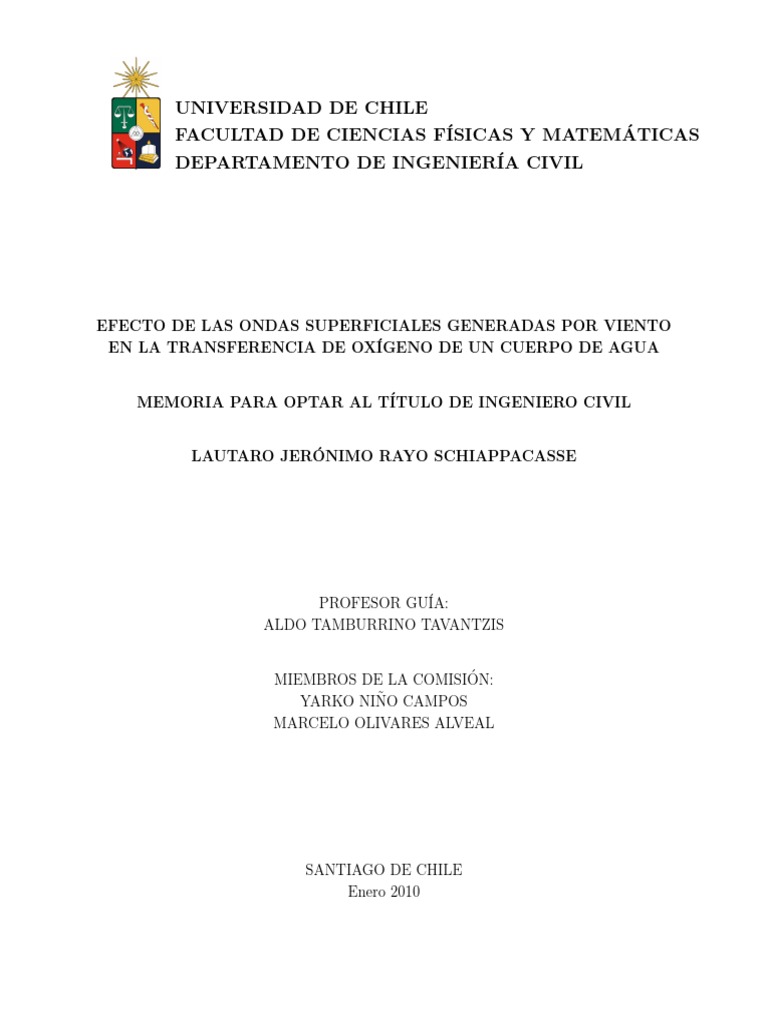 Efecto Ondas Por Viento en Transferncia de Oxigeno de Un Cuerpo de Agua ...