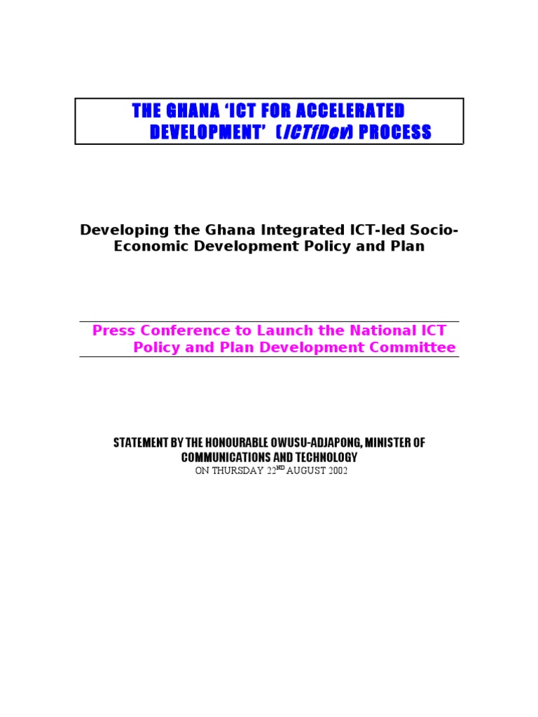 Statement On Ghana ICT Policy | PDF | Knowledge Economy | Economic ...