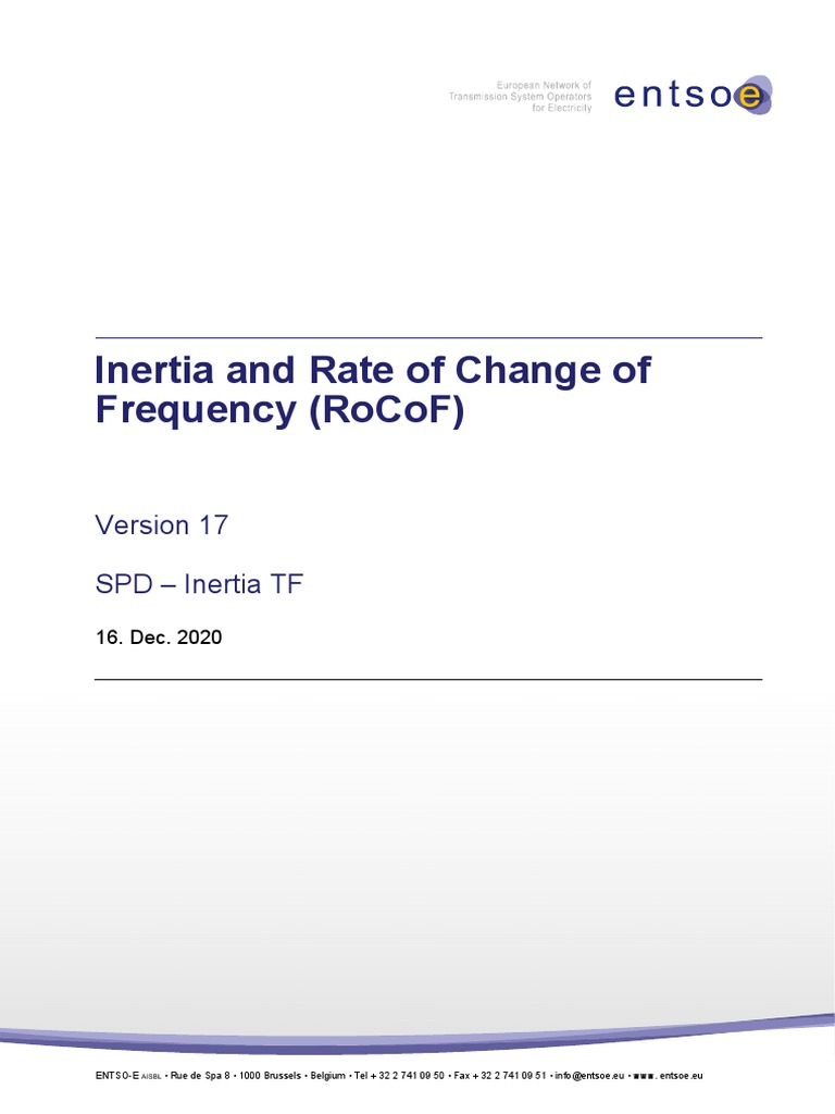 Inertia and Rate of Change of Frequency (Rocof) | PDF | Electrical Grid ...