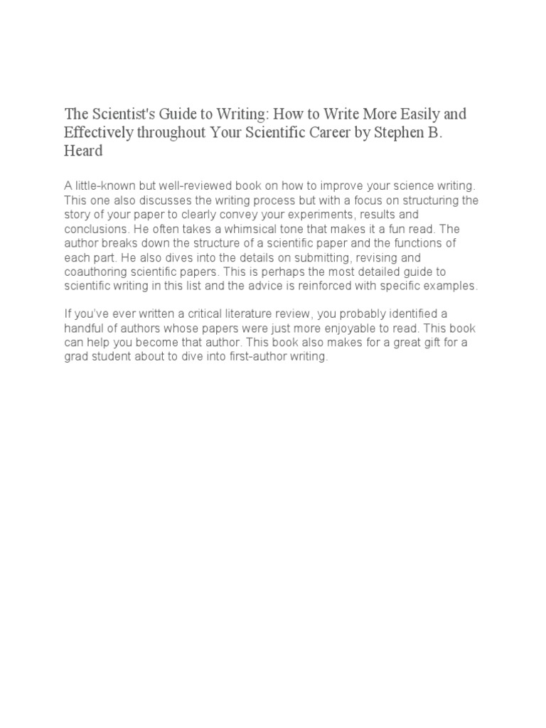 The Scientist's Guide To Writing: How To Write More Easily and ...