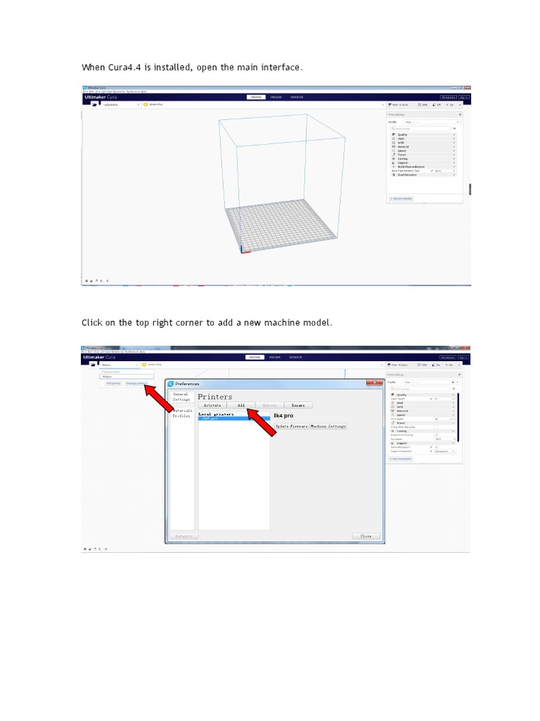 Cura4.4 Basic Configuration Tutorial For LK4 or LK4Pro | PDF