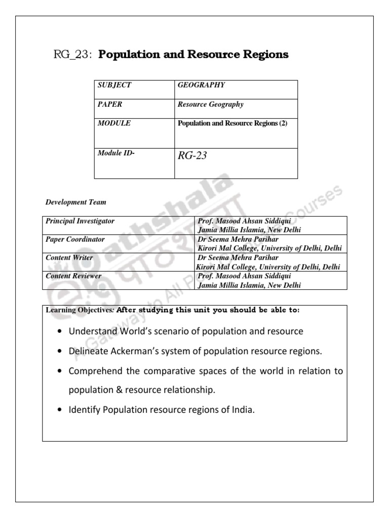 Analyzing Population and Resource Relationships Around the World Using ...