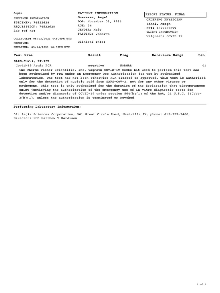 Test Name Result Flag Reference Range Lab: Patient Information | PDF