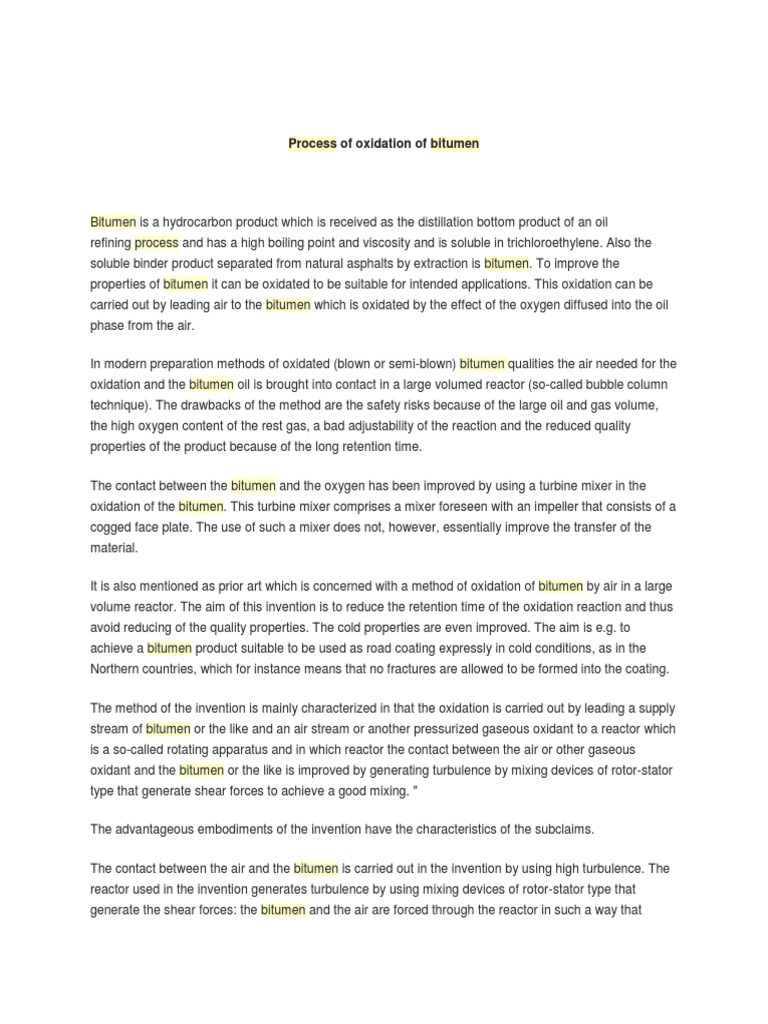 Oxidized Bitumen Process | PDF | Asphalt | Chemical Reactor