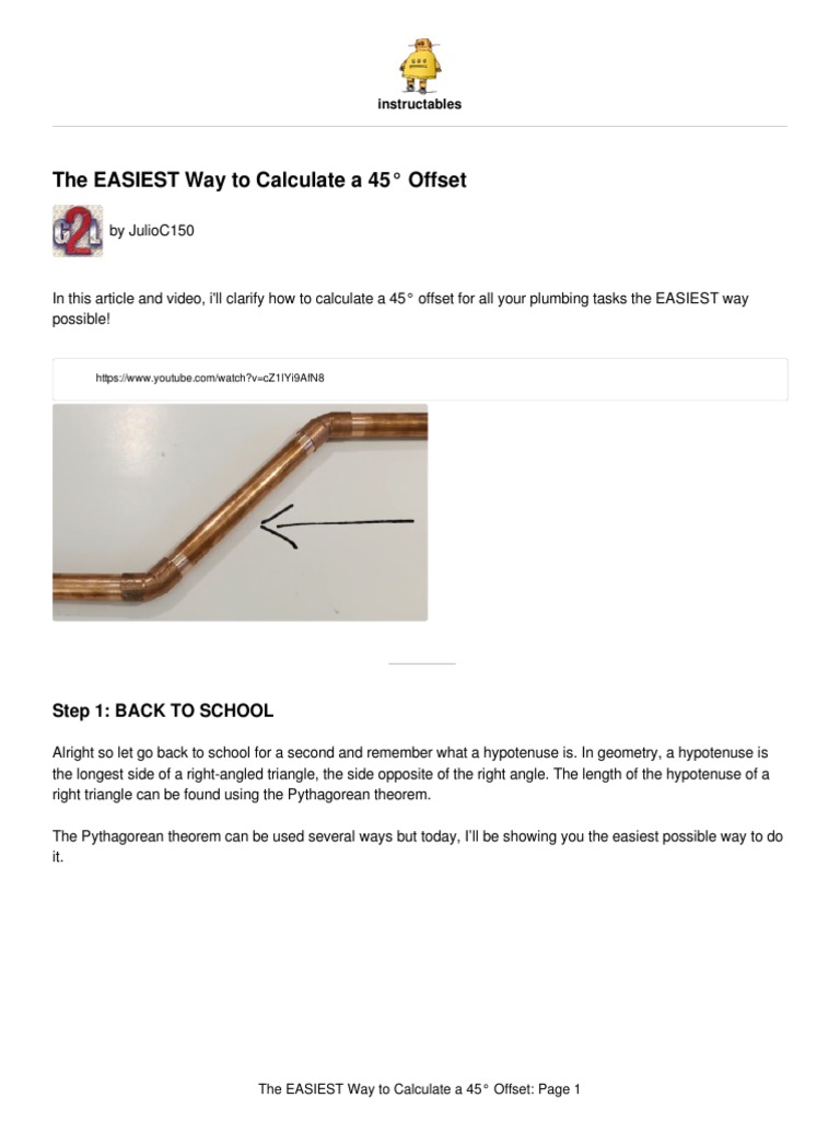 The EASIEST Way To Calculate A 45° Offset: Step 1: Back To School | PDF ...
