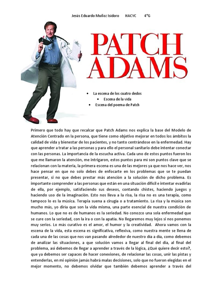 Análisis de las escenas clave de la película Patch Adams que enseñan sobre la atención centrada ...