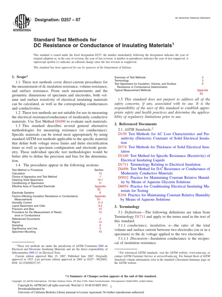 ASTM-D257 Resistance Meas | Download Free PDF | Electrical Resistivity ...