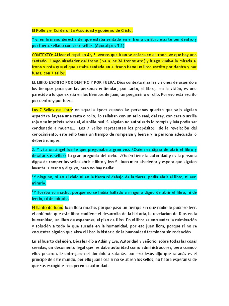 El Rollo y El Cordero | PDF | Cordero de Dios | Adán y Eva
