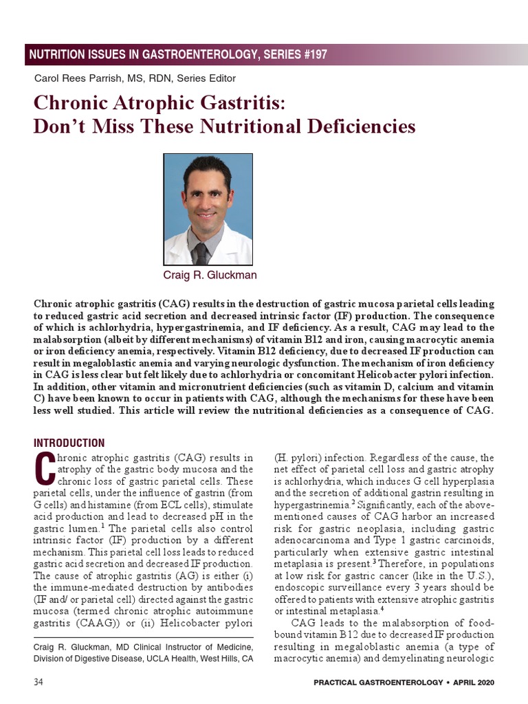 Nutritional Deficiencies in Chronic Atrophic Gastritis | PDF | Vitamin ...
