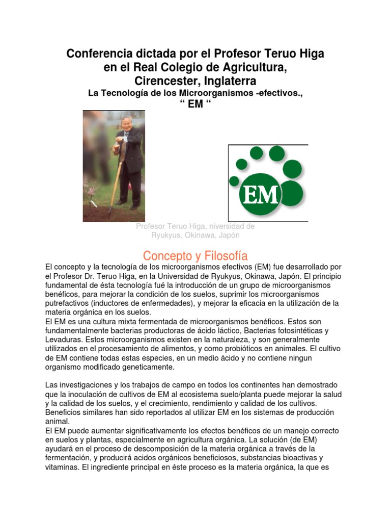 Conferencia Del Profesor Teruo Higa | PDF | Residuos | Naturaleza