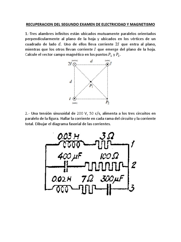 Recuperacion Segundo Examen de Electricidad y Magnetismo | PDF