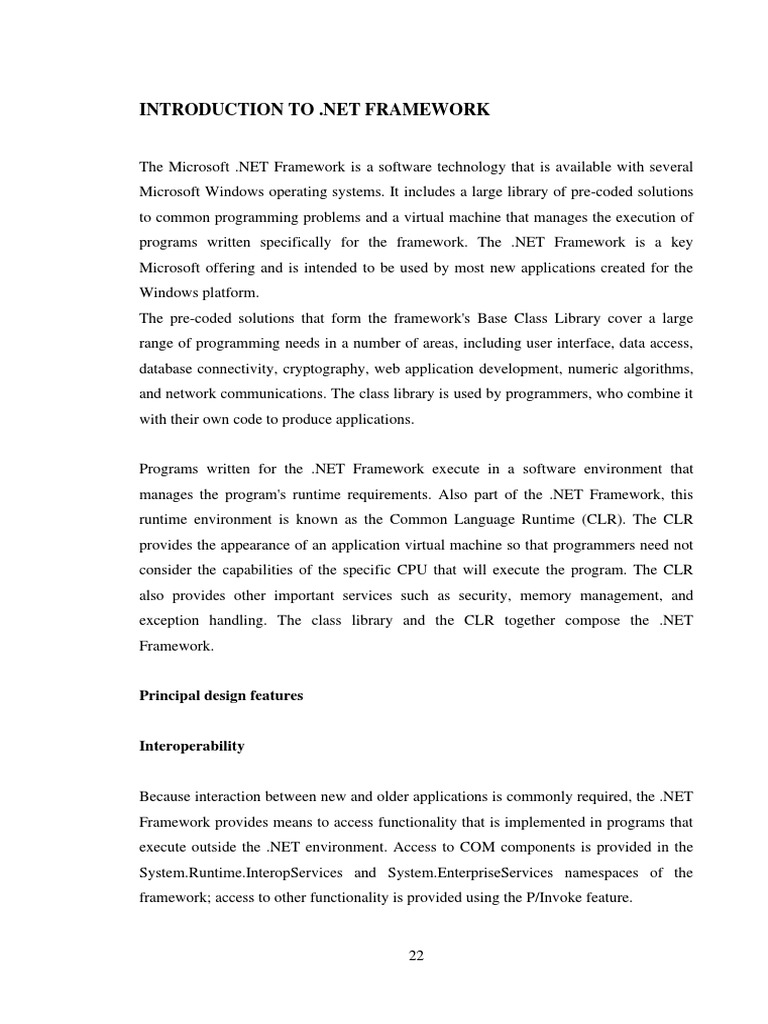 Introduction To .Net Framework | PDF | .Net Framework | Information ...