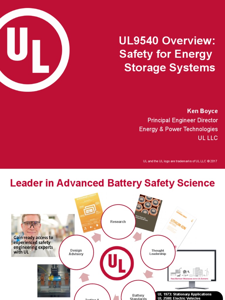 UL9540 Overview: Safety For Energy Storage Systems: Principal Engineer ...