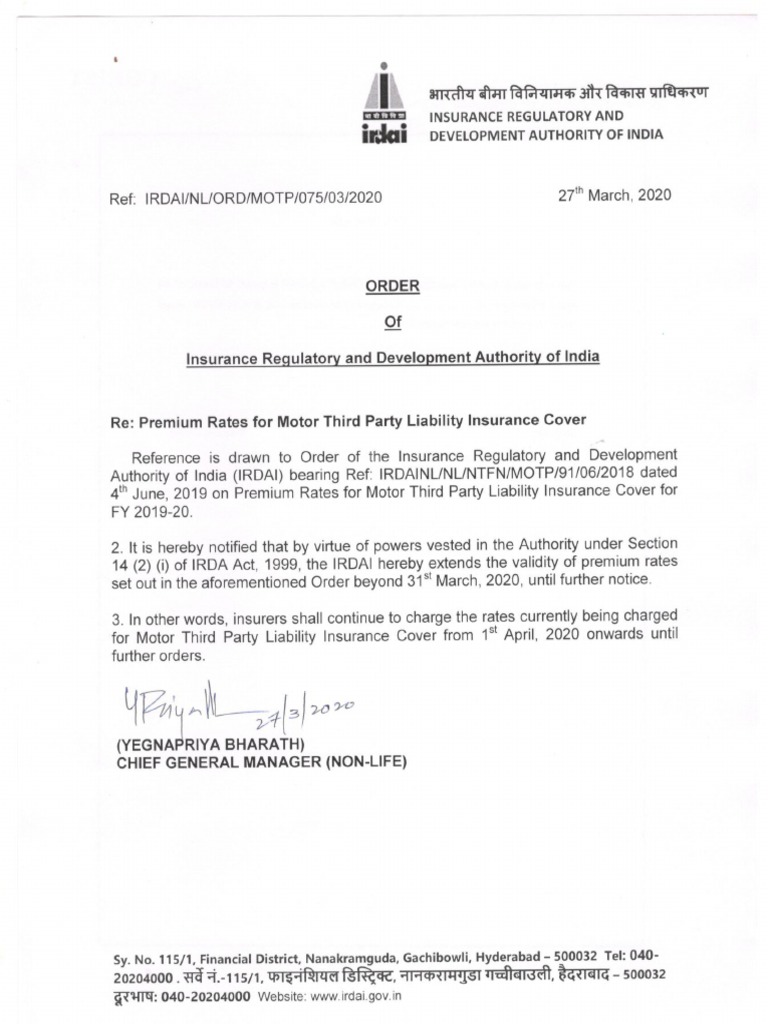 Motor TP Rates 2020 21 | PDF