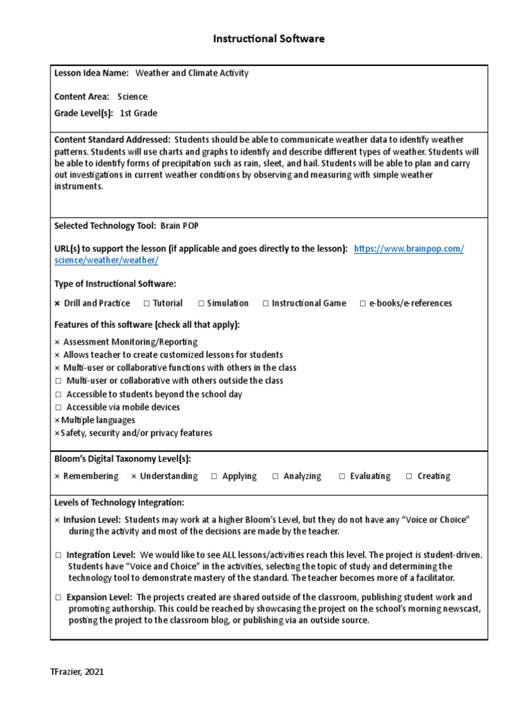 m04 Instructional Software Lesson Idea Template 8 1 | PDF | Human ...