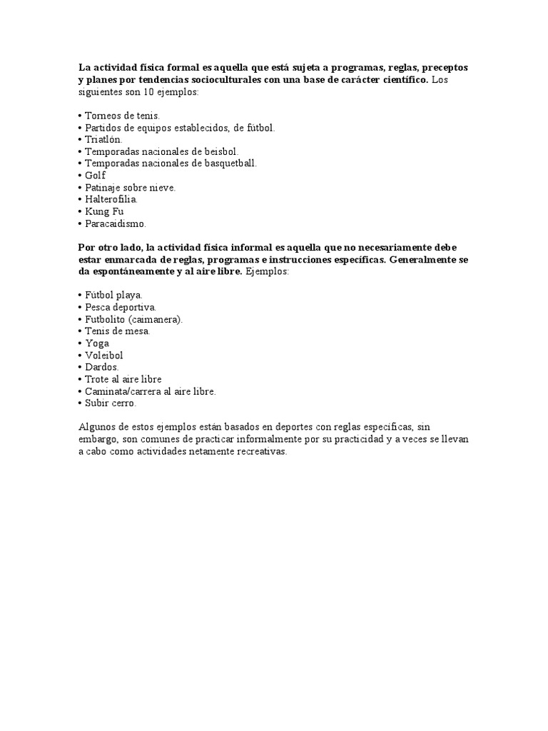 La Actividad Física Formal Es Aquella Que Está Sujeta A Programas | PDF