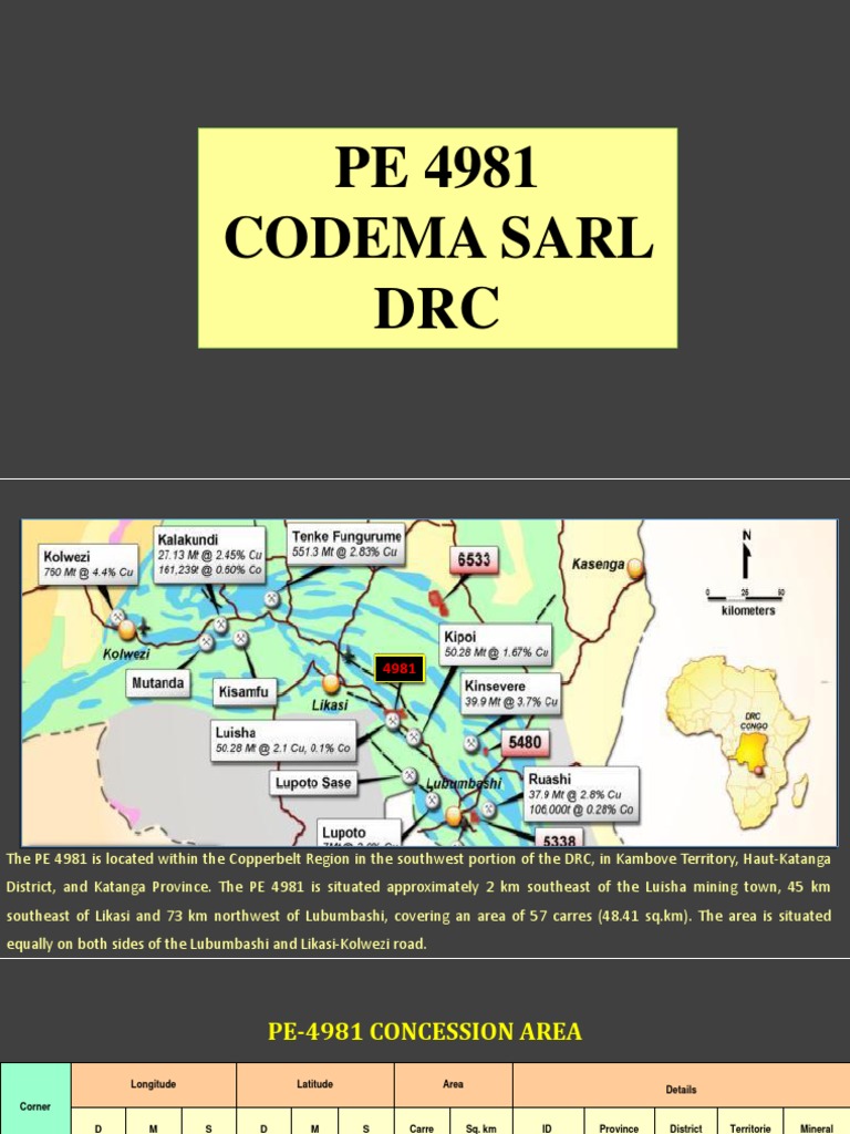 PE 4981 Codema Sarl DRC | PDF | Copper | Minerals