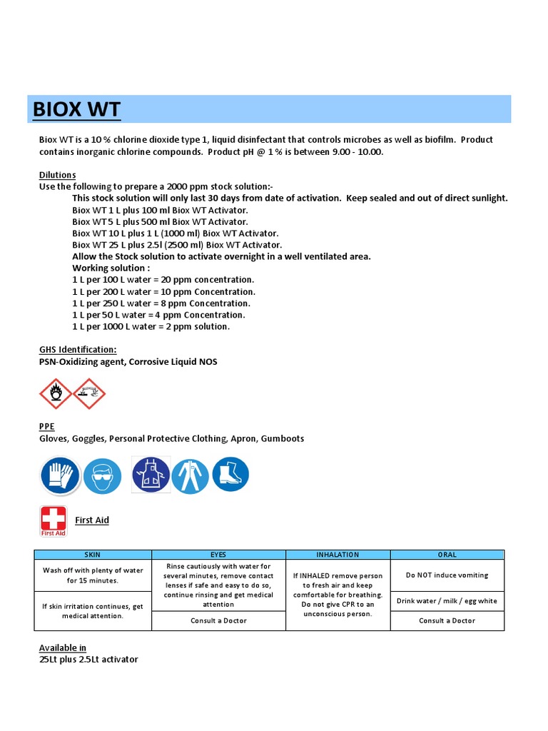 Biox WT | PDF