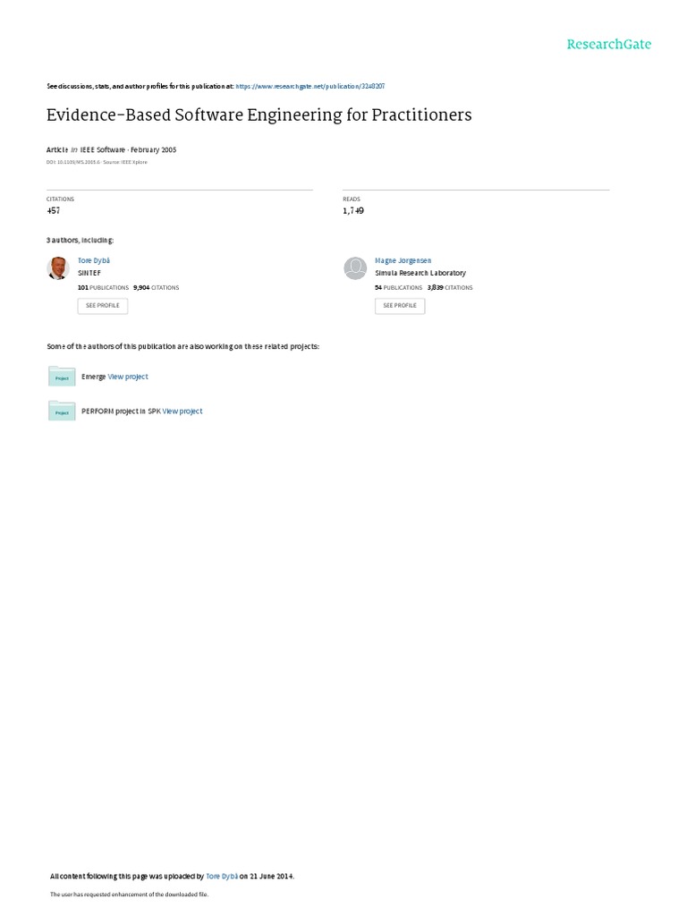 Evidence-Based Software Engineering For Practitioners | PDF | Evidence Based Medicine ...